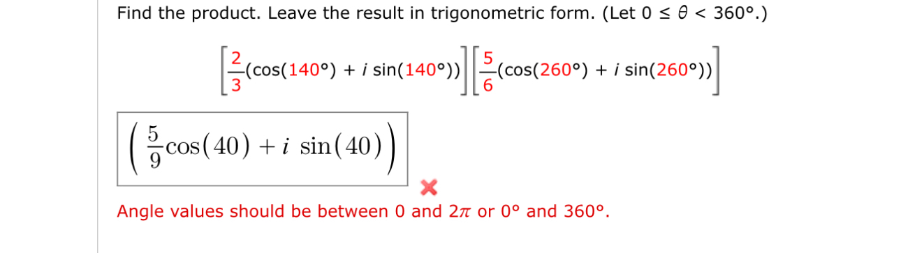 Solved Find the product. Leave the result in trigonometric | Chegg.com