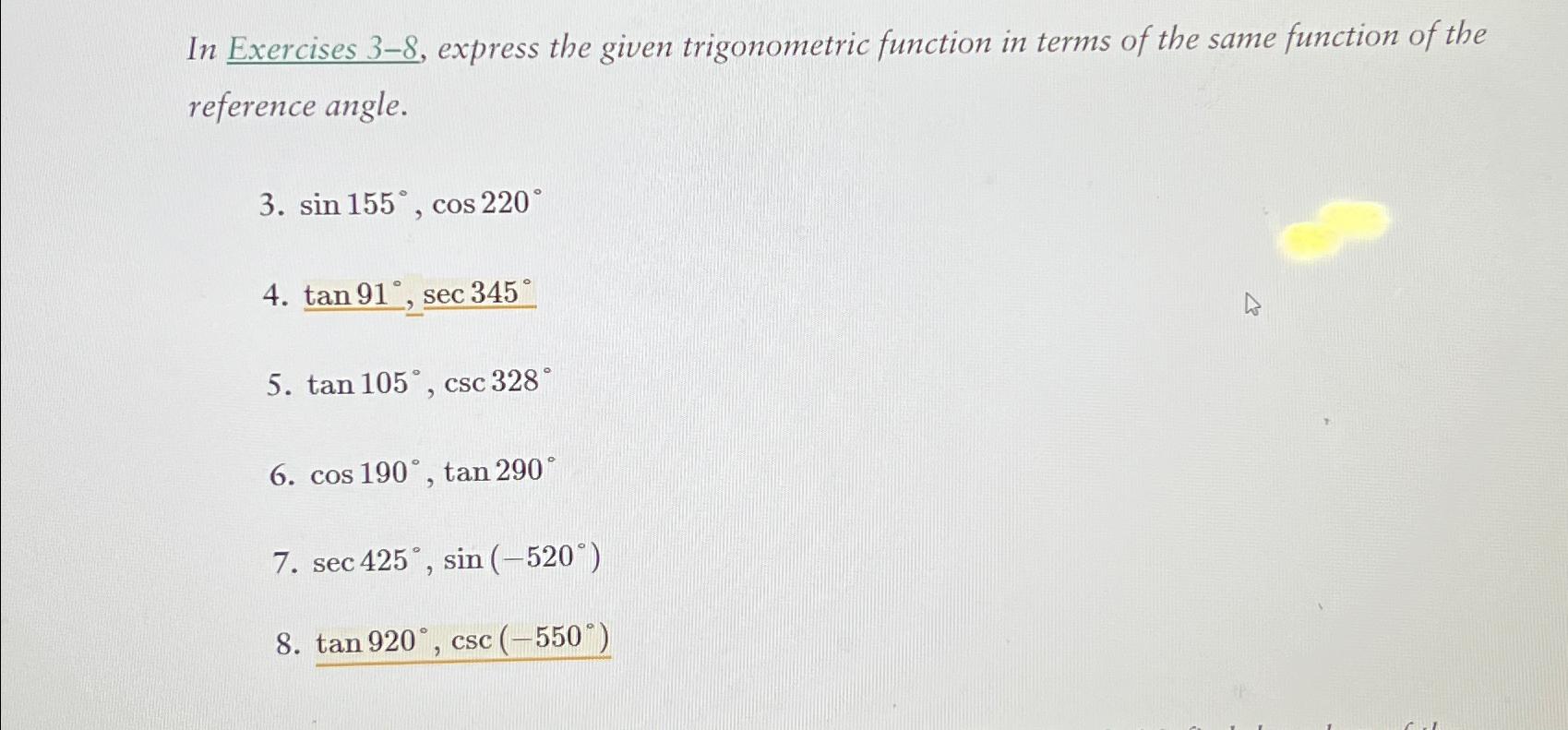 Solved Please do 4 ﻿and 8:In Exercises 3-8, ﻿express the | Chegg.com