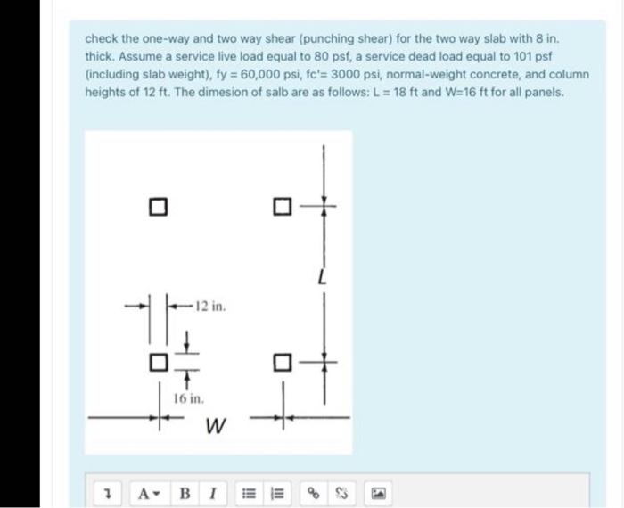 Solved check the one-way and two way shear (punching shear) | Chegg.com
