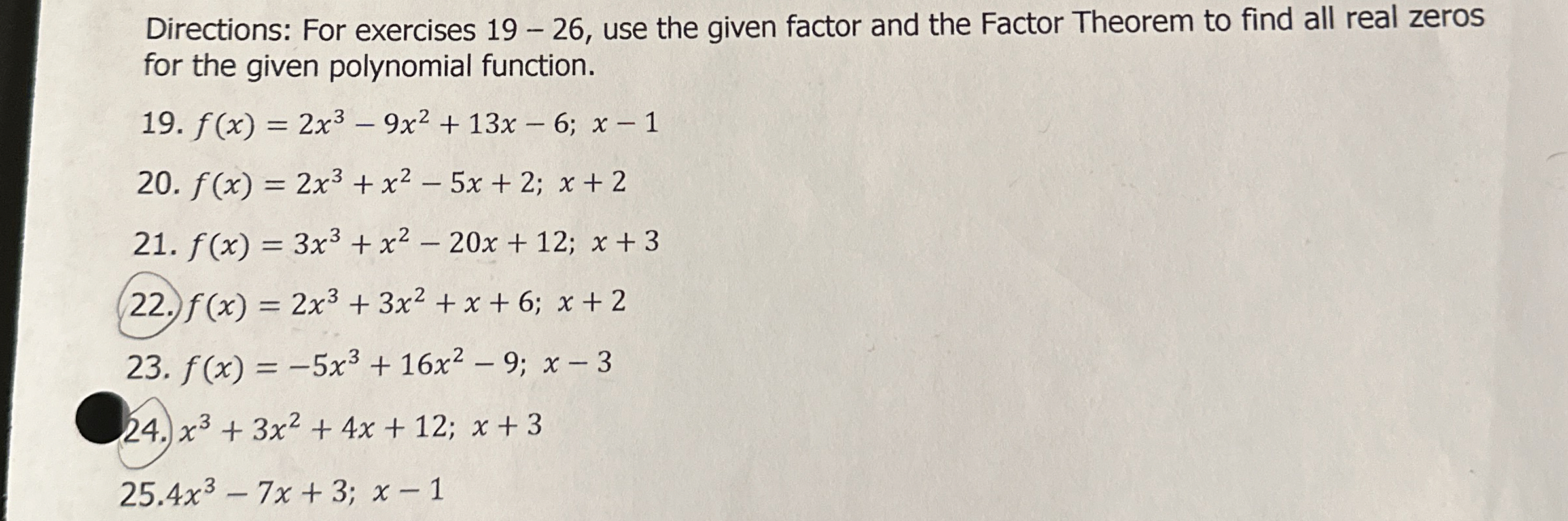 Solved Directions: For exercises 19-26, ﻿use the given | Chegg.com