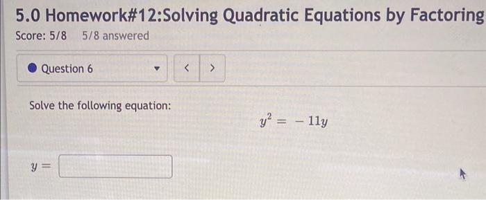 Solved 5.0 Homework\#12:Solving Quadratic Equations by | Chegg.com