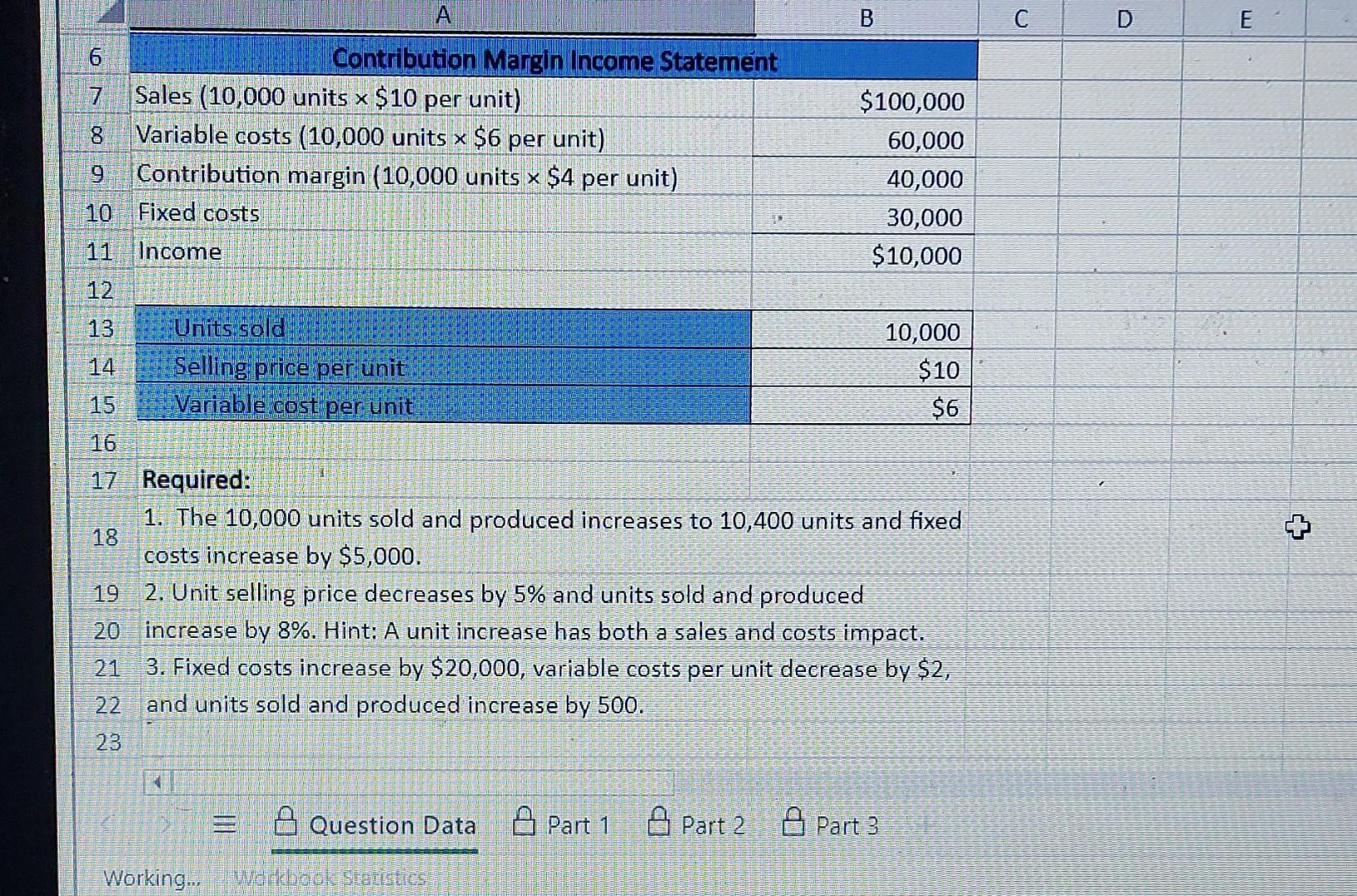 Solved 2. Unit selling price decreases by 5% and units sold | Chegg.com