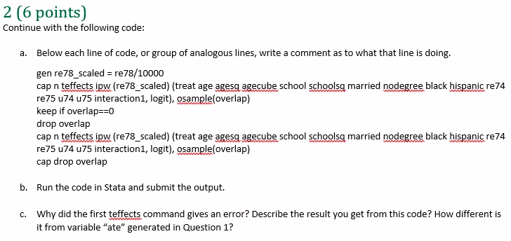 Solved 2 (6 ﻿points)Continue with the following code:a. | Chegg.com