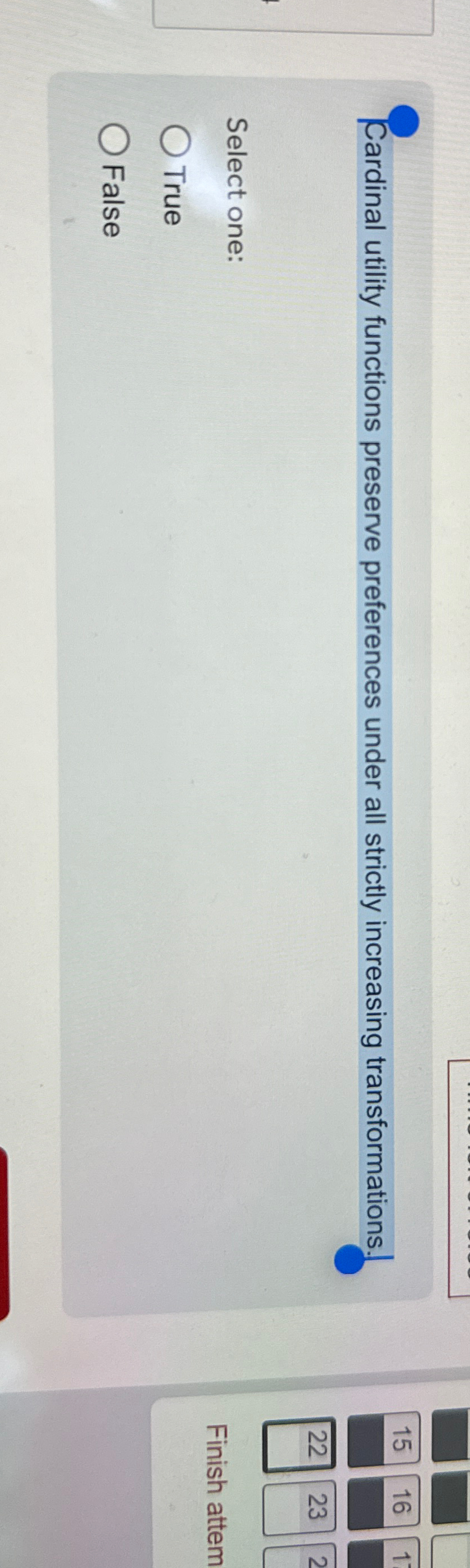 Solved Cardinal utility functions preserve preferences under | Chegg.com