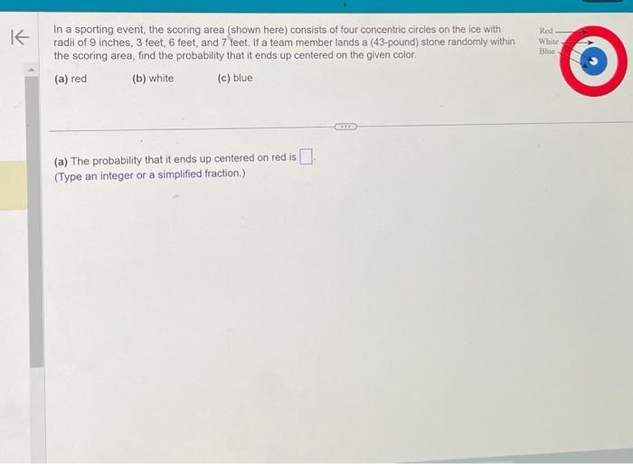 Solved K In a sporting event, the scoring area (shown here) | Chegg.com