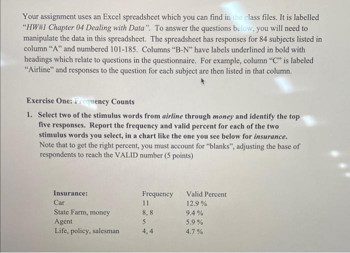 Your assignment uses an Excel spreadsheet which you | Chegg.com