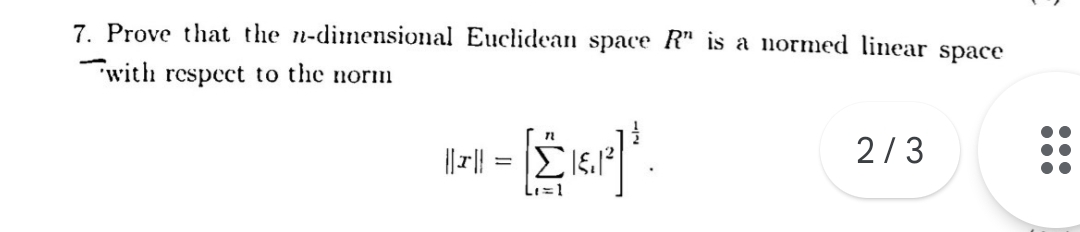 Solved Prove that the n-dimensional Euclidean space Rn ﻿is a | Chegg.com