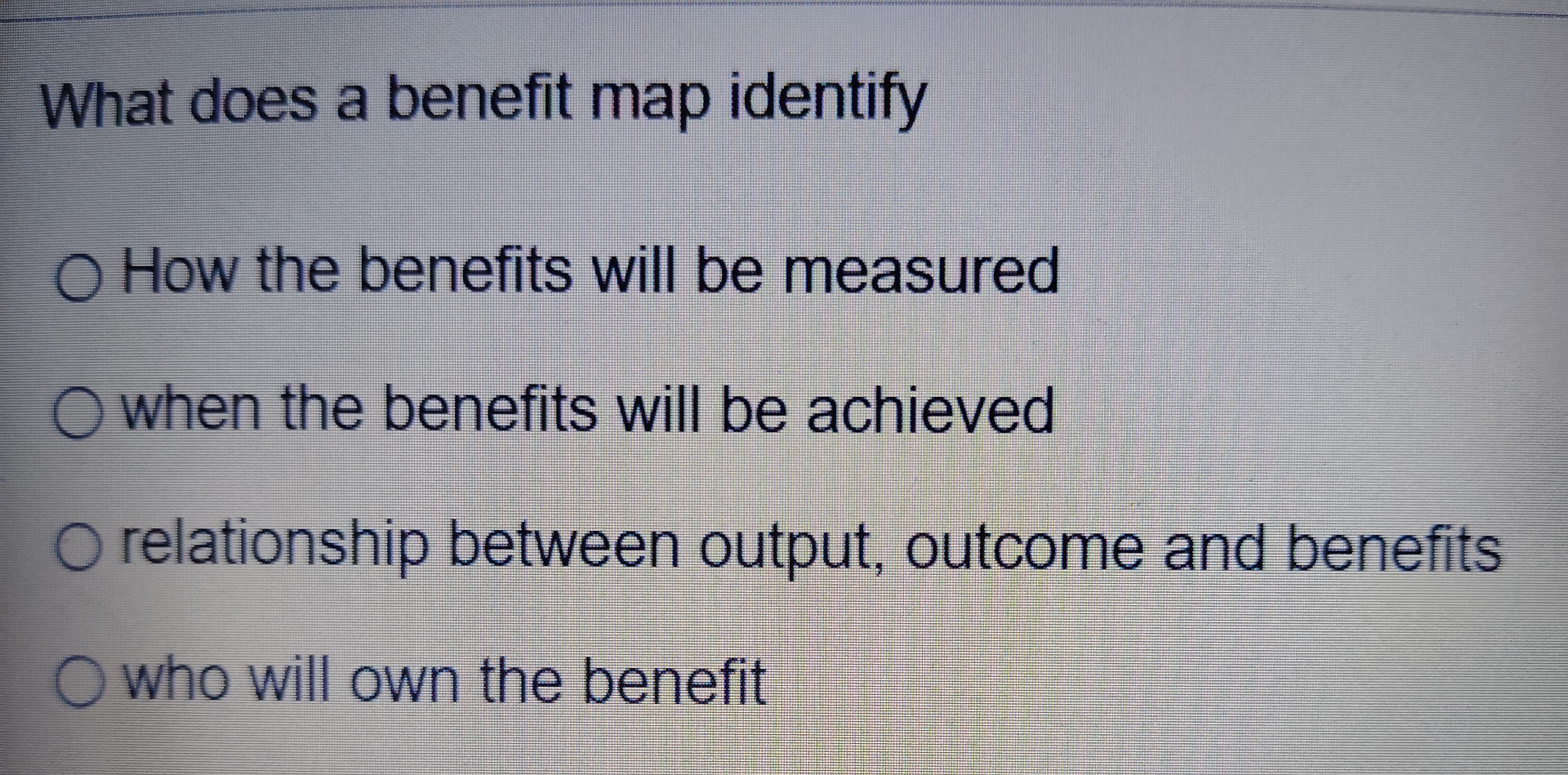 Solved What does a benefit map identifyHow the benefits will | Chegg.com