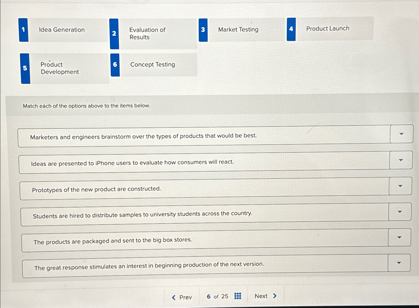 Solved Idea Generation2Evaluation of ResultsPróductConcept | Chegg.com