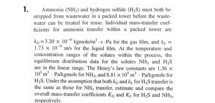 Solved Ammonia (NH3) and hydrogen sulfide (H2 S) must both | Chegg.com