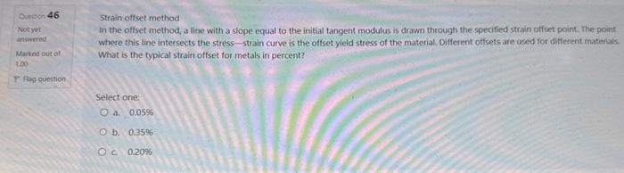 Solved Strain offset method In the offset method, a tine | Chegg.com