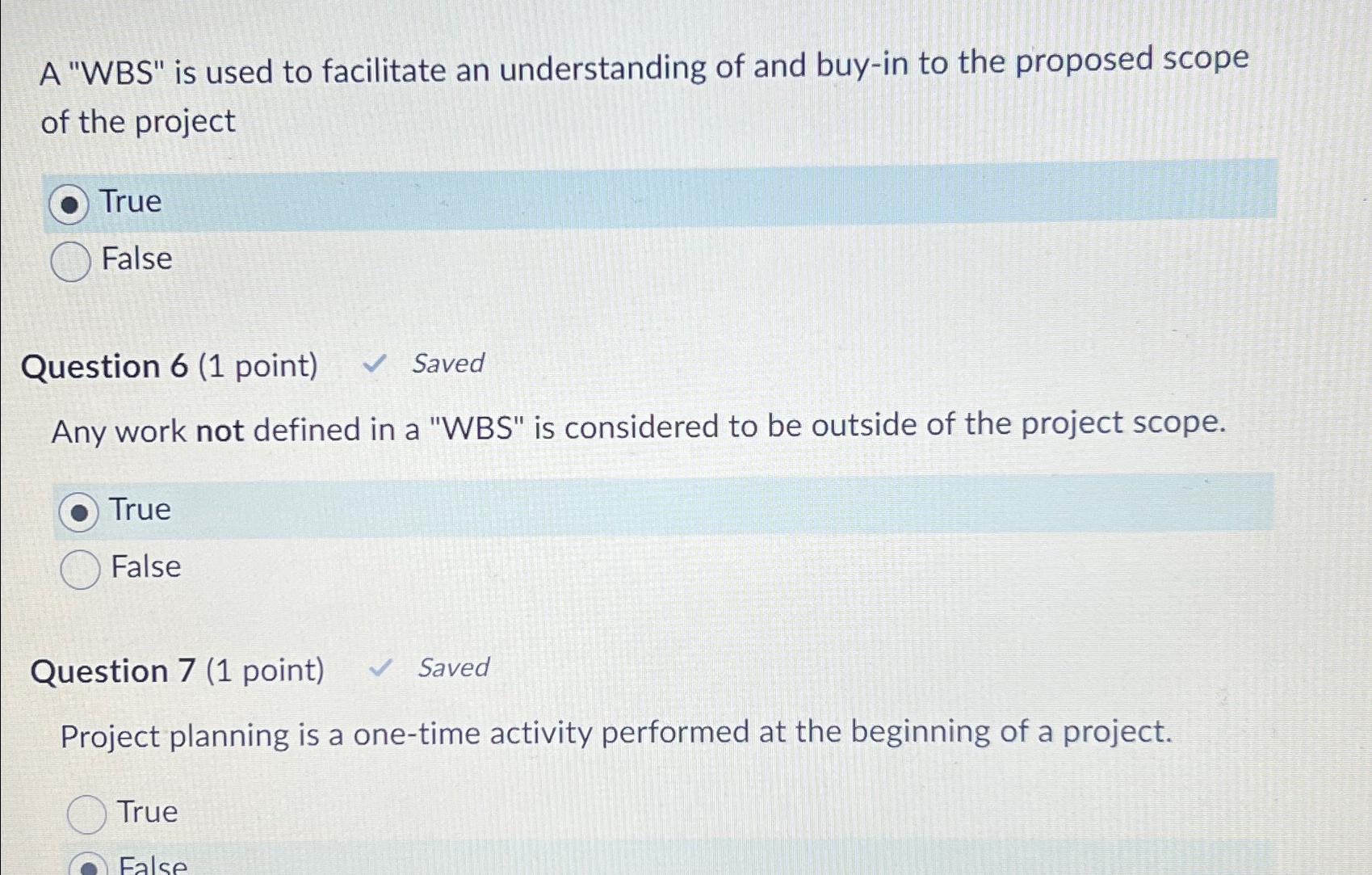 Solved A "WBS" ﻿is used to facilitate an understanding of | Chegg.com