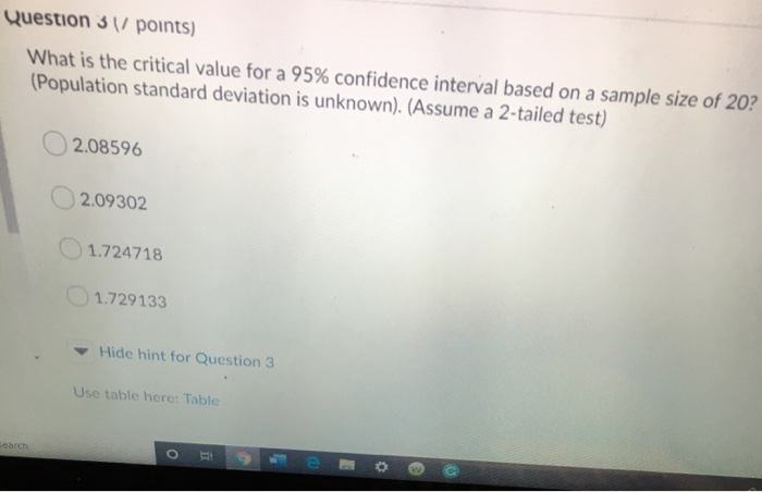 Solved what critical value for a 95% confidence interval | Chegg.com