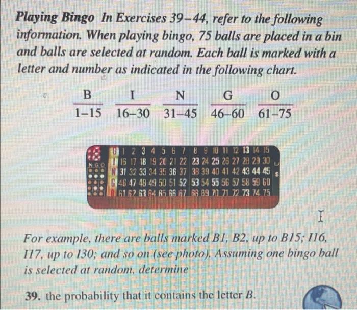 Solved Playing Bingo In Exercises 39-44, refer to the | Chegg.com