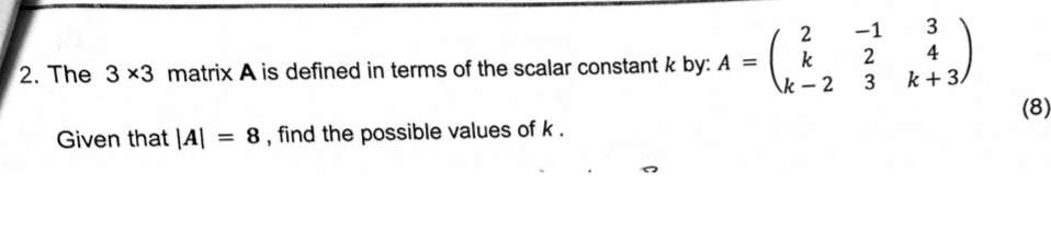 Solved The 3×3 ﻿matrix A ﻿is defined in terms of the scalar | Chegg.com