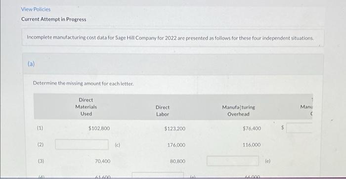 Solved View Policies Current Attempt in Progress Incomplete | Chegg.com