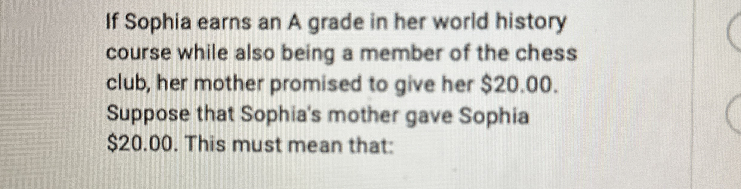 Solved If Sophia earns an A grade in her world history | Chegg.com