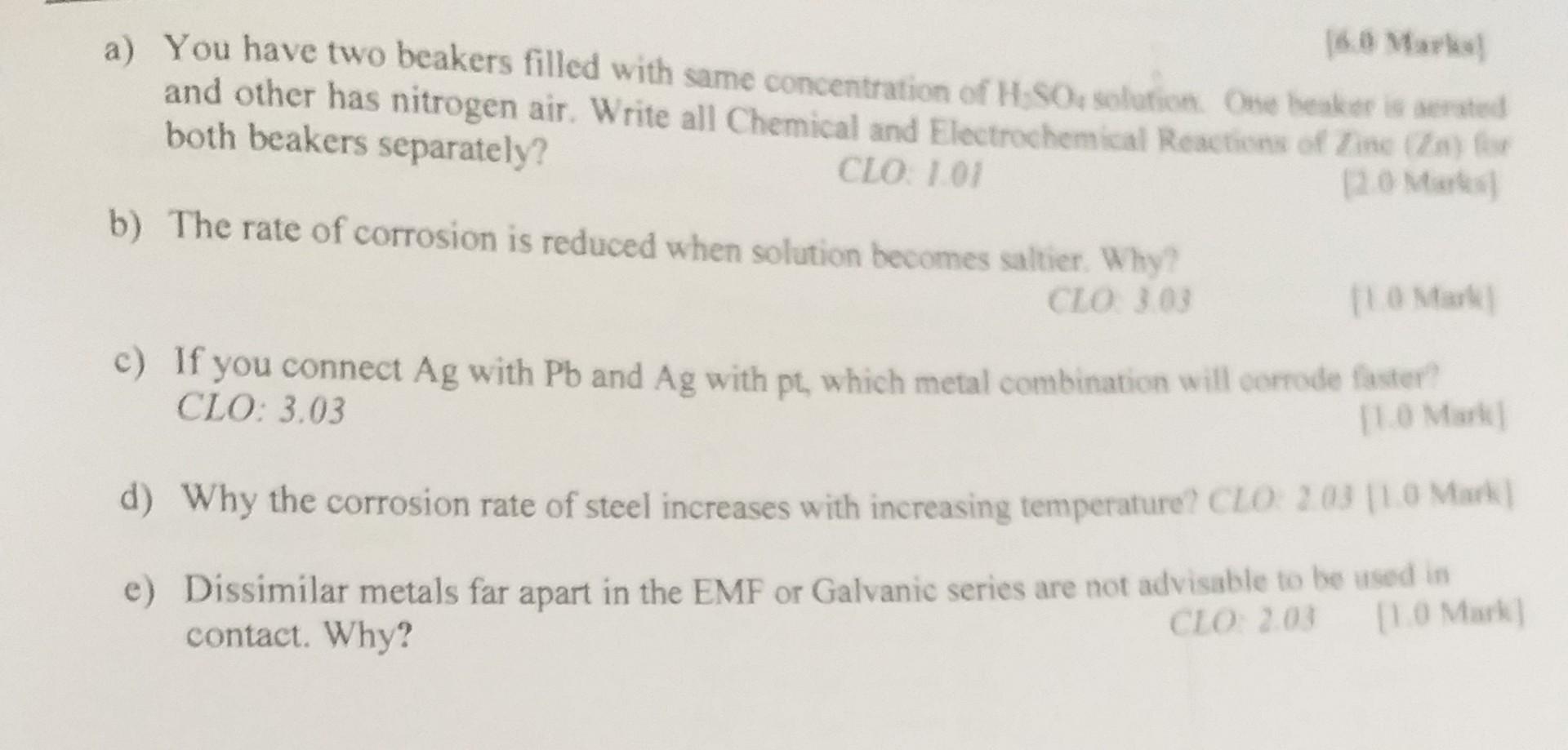 Solved a) You have two beakers filled with same | Chegg.com