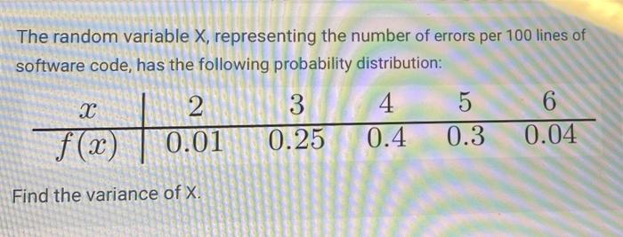 Solved The random variable X, representing the number of | Chegg.com