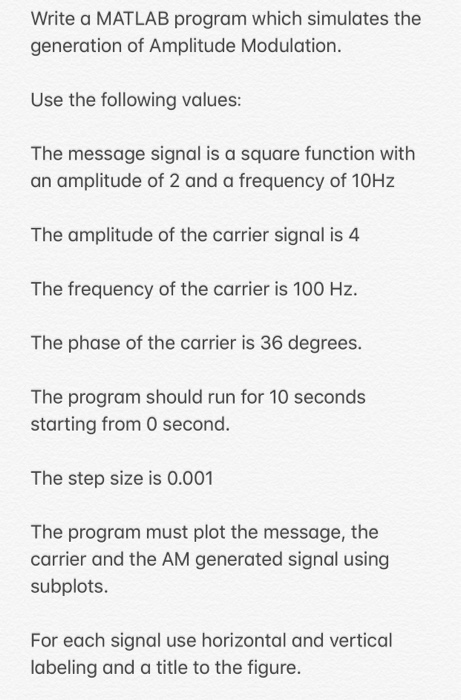 Solved Write a MATLAB program which simulates the generation | Chegg.com