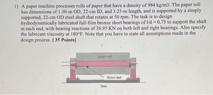 Solved 1) A paper machine processes rolls of paper that have | Chegg.com