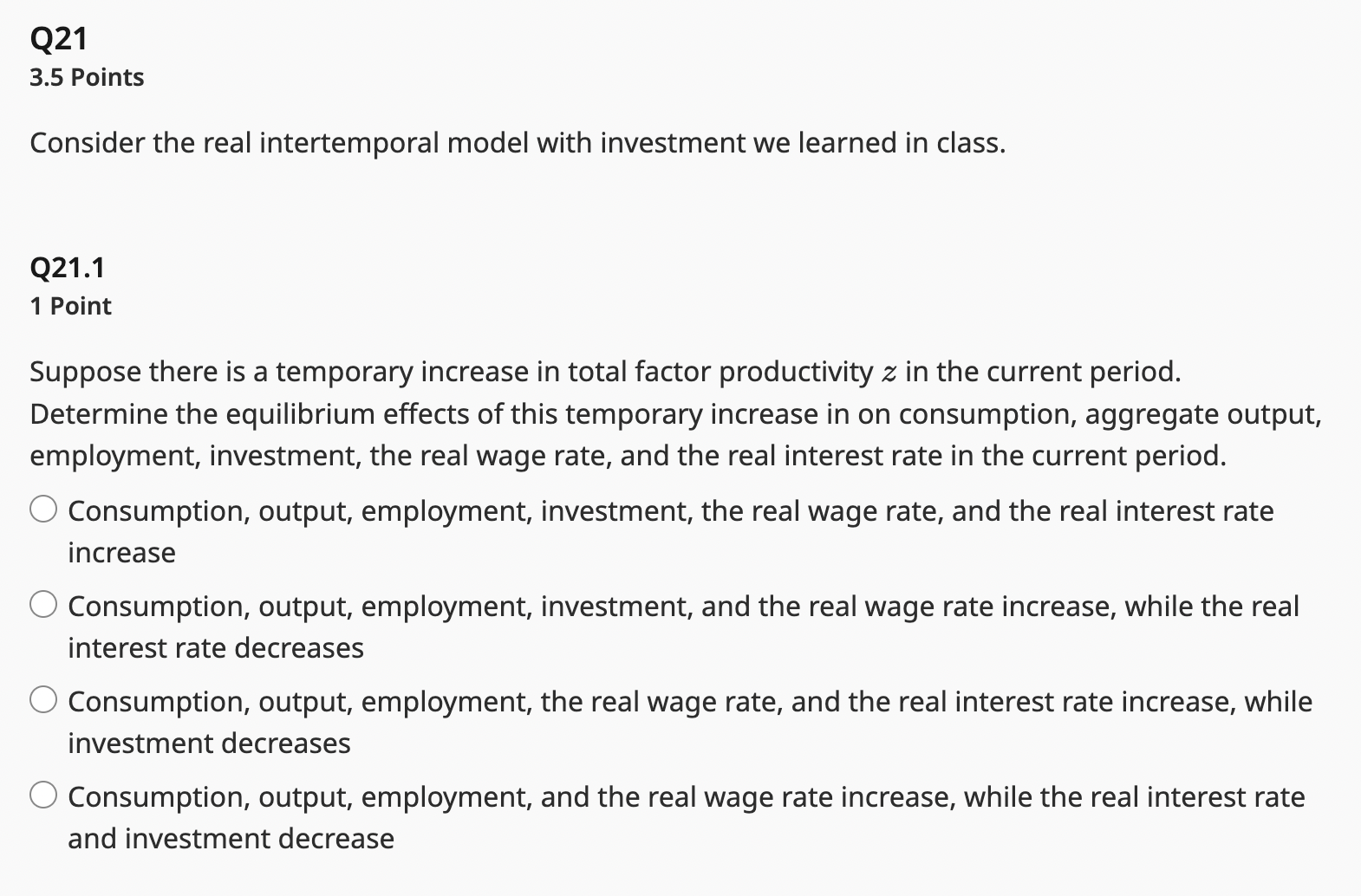 Solved Q213.5 ﻿PointsConsider the real intertemporal model | Chegg.com