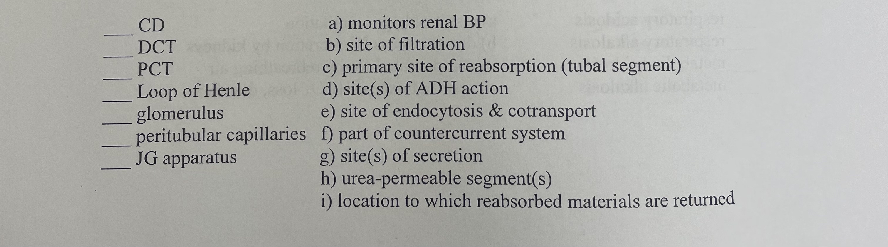 Solved q, ﻿CDq, ﻿DCTq, ﻿PCTq, ﻿Loop of Henleq, ﻿glomerulusq, | Chegg.com