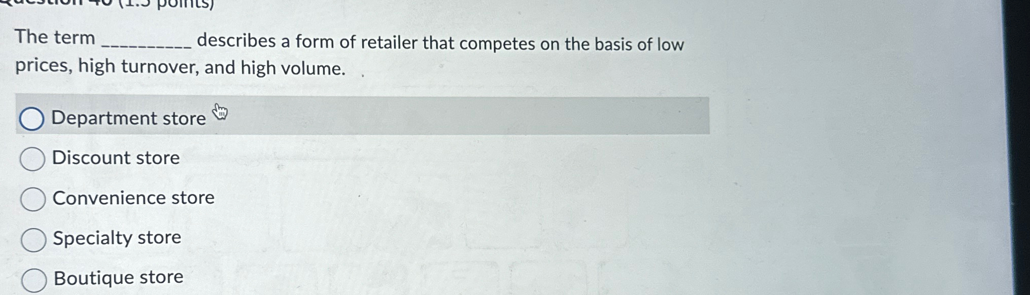 Solved The term q, ﻿describes a form of retailer that | Chegg.com