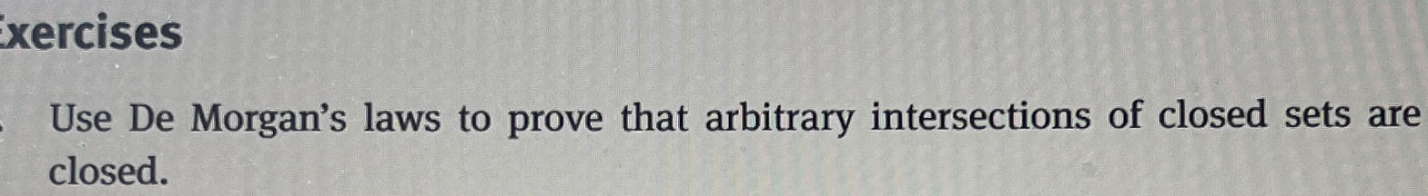 Solved Use De Morgan's laws to prove that arbitrary | Chegg.com
