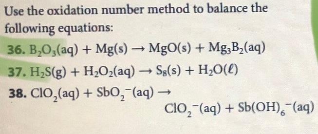 Solved Use the oxidation number method to balance the | Chegg.com