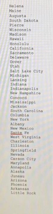 Solved Group Program 2 - State Capitals Write a program that | Chegg.com