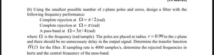 (b) Using the smallest possible number of z-plane | Chegg.com