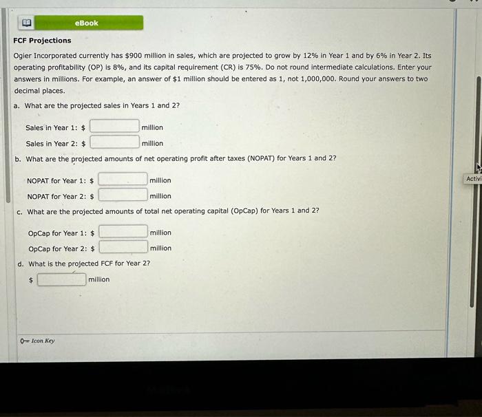 Solved FCF Projections Ogier Incorporated currently has $900 | Chegg.com
