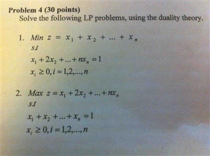 Solved Solve the following LP problems, using the duality | Chegg.com