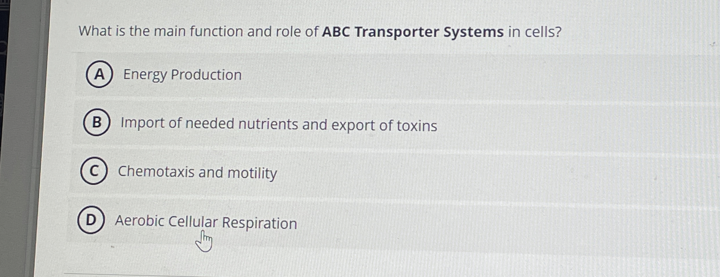 Solved What is the main function and role of ABC Transporter | Chegg.com