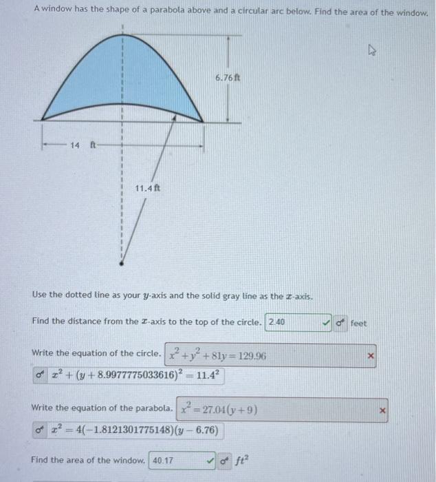 Solved A window has the shape of a parabola above and a | Chegg.com