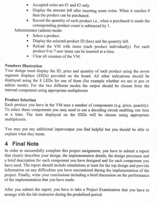Solved Lab Project Vending Machine Objectives This | Chegg.com