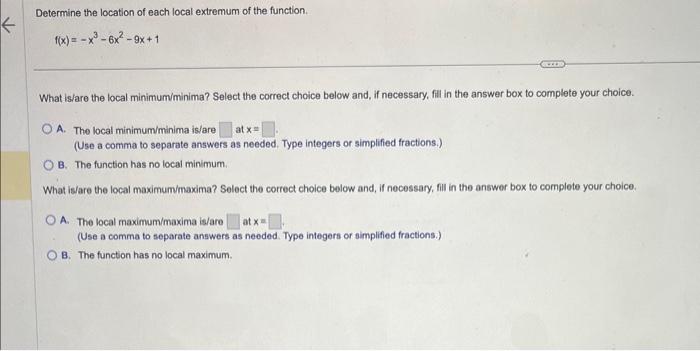 Solved Determine the location of each local extremum of the | Chegg.com