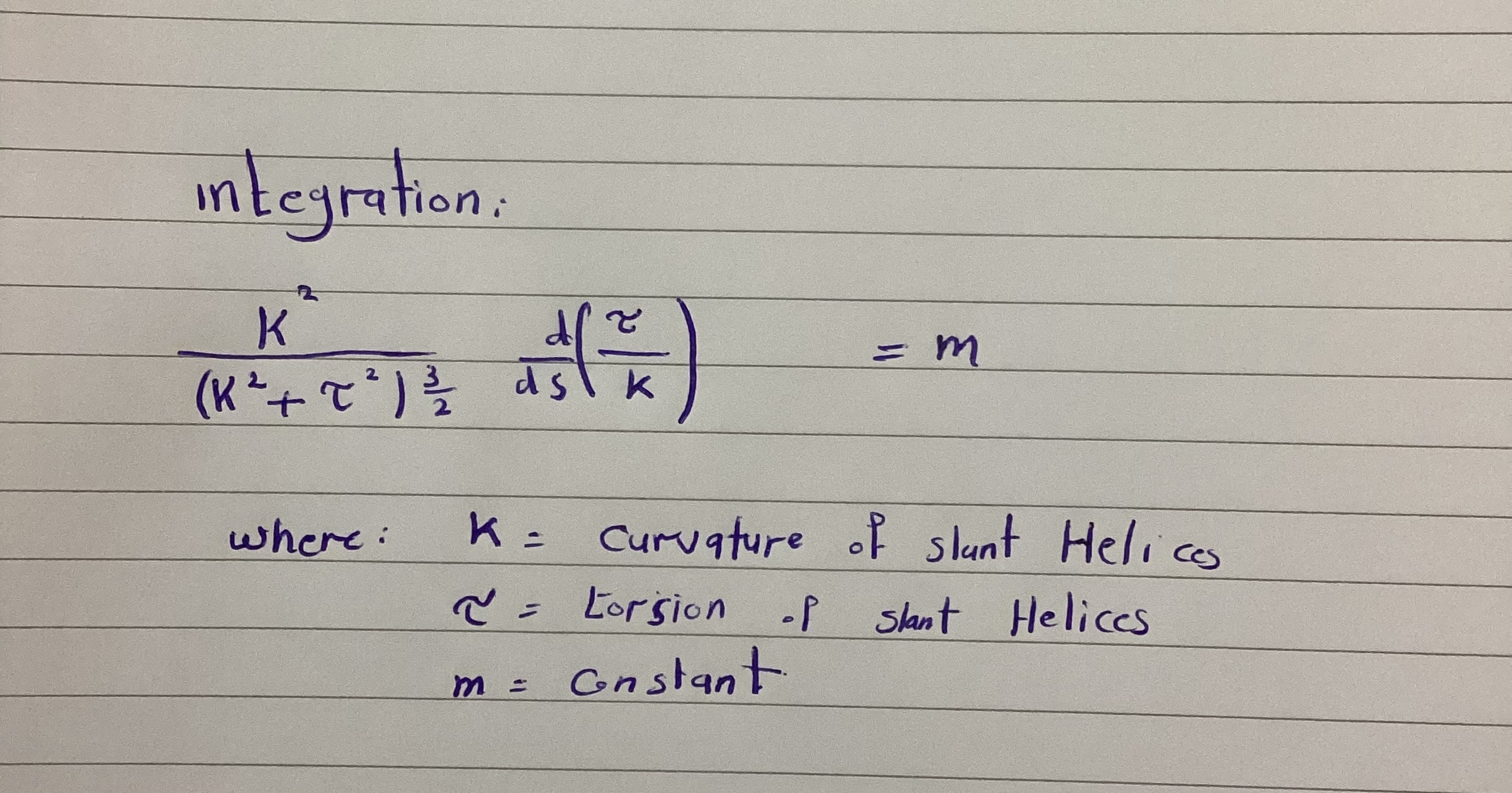 Solved integration:k2(k2+τ2)32dds(τk)=mwhere: k= ﻿Curvature | Chegg.com