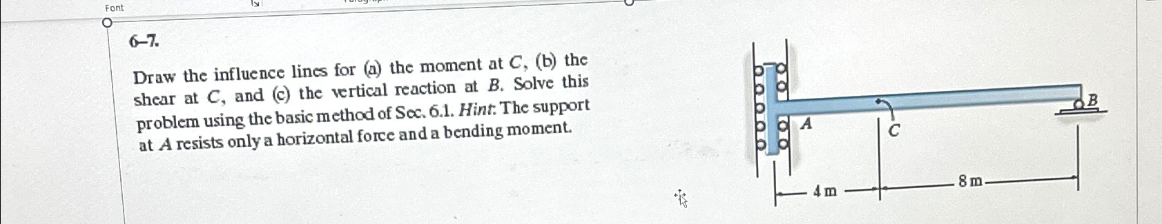 Solved 6-7.Draw the influence lines for (a) ﻿the moment at | Chegg.com
