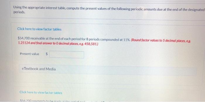 Solved Using the appropriate interest table, compute the | Chegg.com