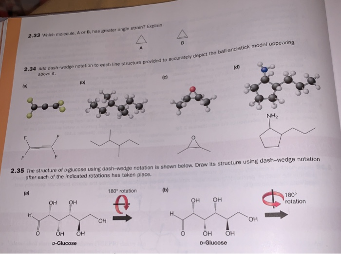 Solved 2.34 Add dash-wedge notation to each line structure | Chegg.com