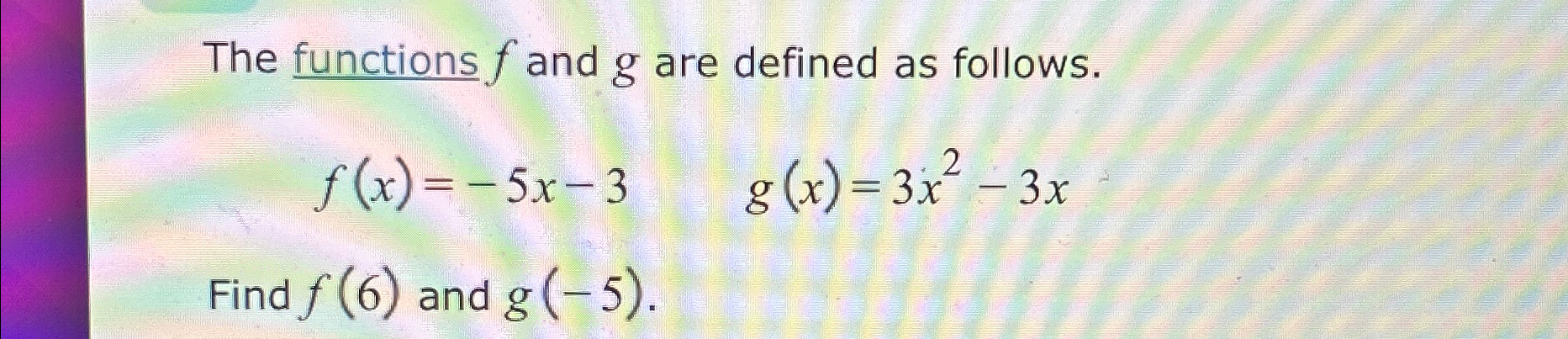 Solved The functions f ﻿and g ﻿are defined as | Chegg.com