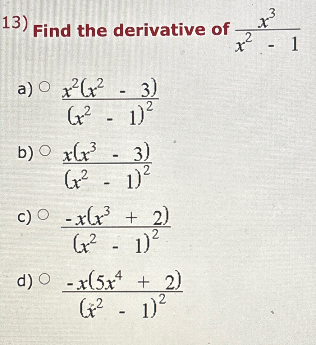Solved Find the derivative of | Chegg.com