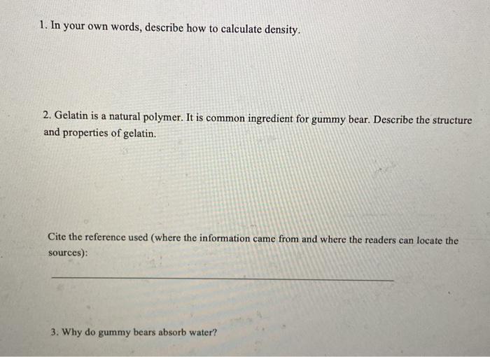 Solved 1. In your own words, describe how to calculate | Chegg.com
