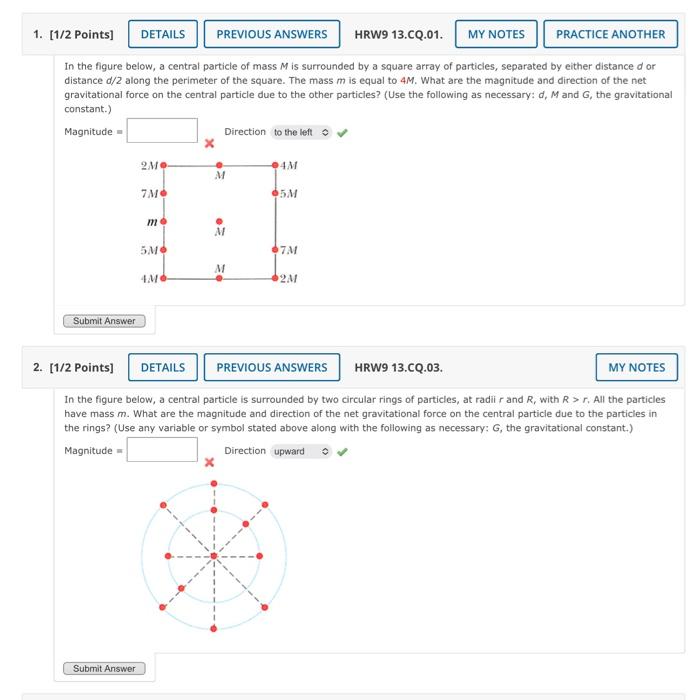 Solved In the figure below, a central particle of mass M is | Chegg.com