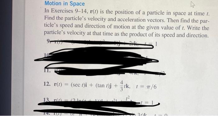 Solved Motion in Space In Exercises 9-14, r(t) is the | Chegg.com
