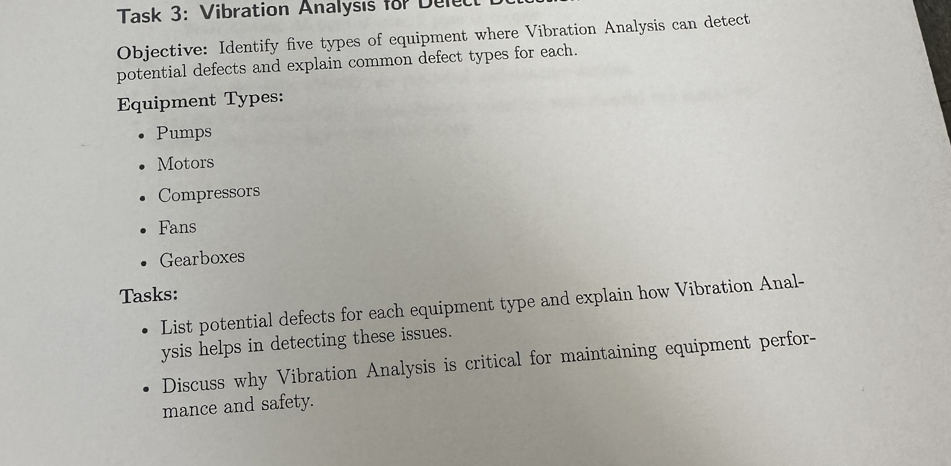 Solved Task 3: Vibration Analysis toObjective: Identify five | Chegg.com