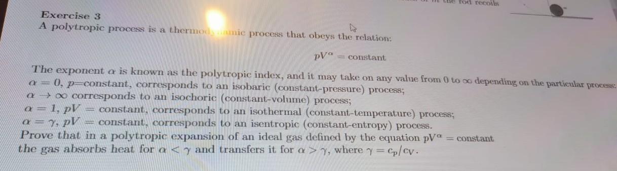 Solved Exercise 3 A polytropic process is a thermon a munic | Chegg.com