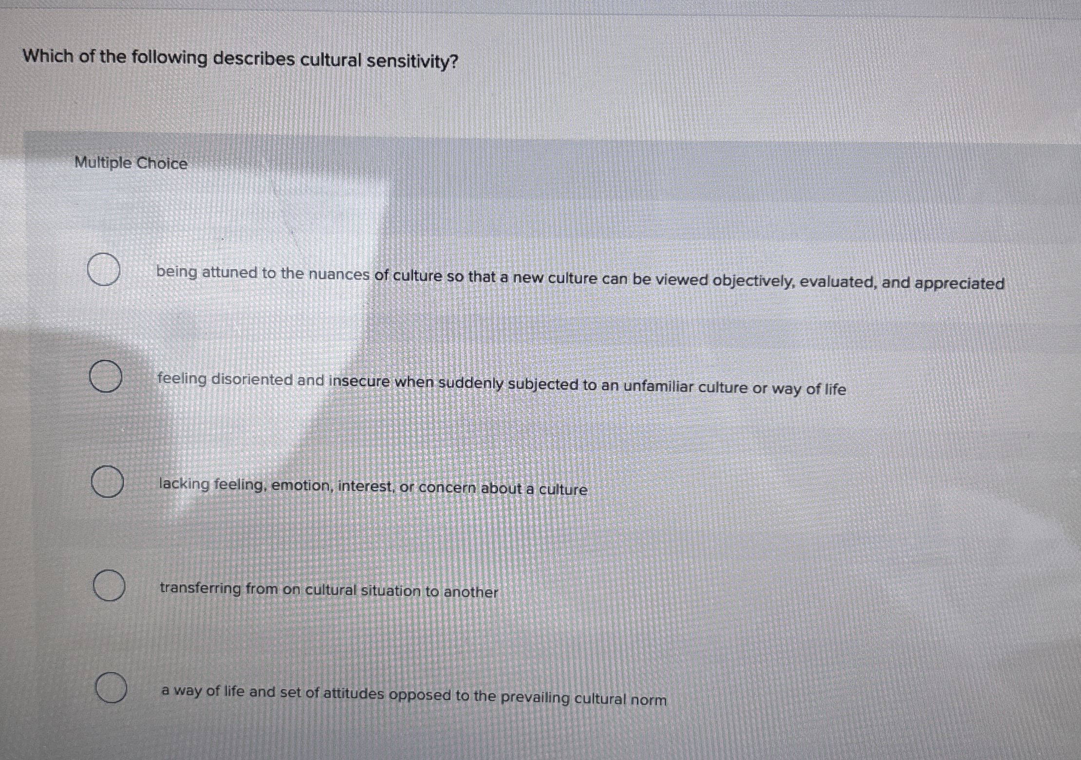 Solved Which of the following describes cultural | Chegg.com